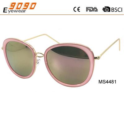 China women's fashion sunglasses with stainless steel frame, UV 400 Protection Lens for sale
