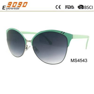 China Cat Eye Mirrored Flat Lenses Street Fashion Metal Frame Women Sunglasses for sale