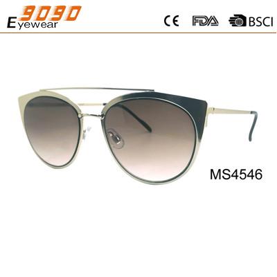 China Cat Eye Mirrored Flat Lenses Street Fashion Metal Frame ,UV 400 protection lens for sale