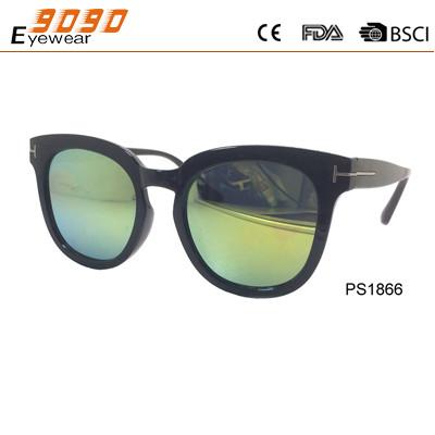 China Fashionable sunglasses with plastic frame, Lens with Flash Mirror for sale