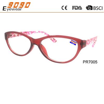 China Fashionable reading glasses,power range +1.0 to +4.00,made of plastic for sale