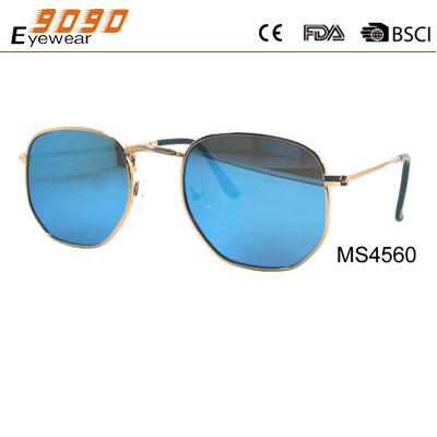 China Unisex  fashion sunglasses with blue mirror lens ,made of metal frame for sale