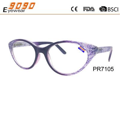 China Fashionable reading glasses,power range +1.0 to +4.00,made of plastic for sale