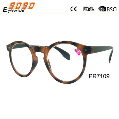 China Fashionable Circle frame Reading glasses, made of plastic , suitable for men and women for sale