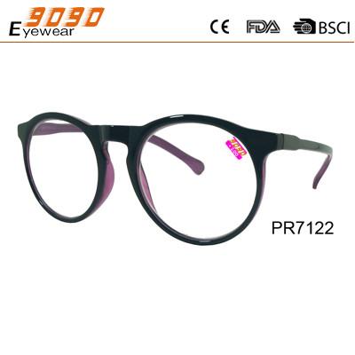 China Fashionable Circle frame Reading glasses, made of plastic , suitable for men and women for sale