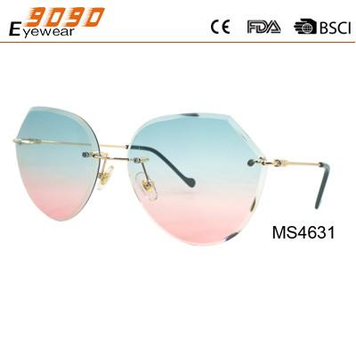 China Women's fashionable sunglasses with metal frame, UV 400 Protection Lens for sale