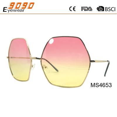 China 2017 new fashion sunglasses with metal frame and mirror lens,suitable for women for sale