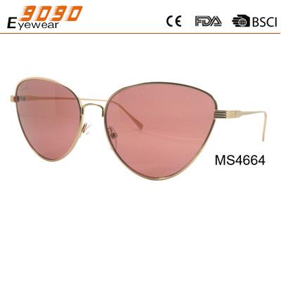 China 2017 new fashion sunglasses with metal frame and mirror lens,suitable for women for sale