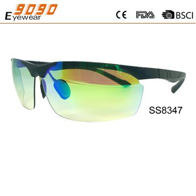 China Gafas de sol de los deportes, hechas de la PC, lente con el espejo de destello, cómodo para llevar, las gafas de sol de los hombres en venta