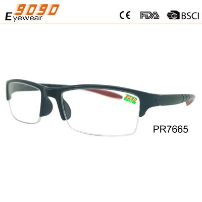 China Vidrios de lectura de moda, rango de potencia +1,0 a +4,00, hecho de bastidor plástico, semi-sin rebordes en venta