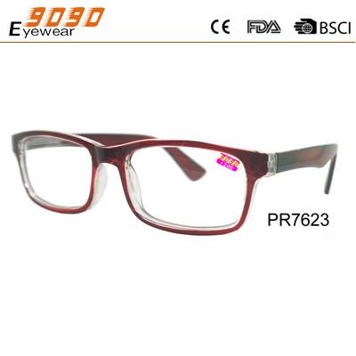 China Los vidrios de lectura de moda unisex, hechos del plástico, bisagra de la primavera, poder sonaron: 1,00 a 4.00D en venta