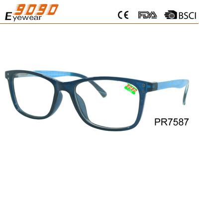 China Vidrios de lectura de la moda del rectángulo con los pernos de metal plateado, bisagra de la primavera en venta