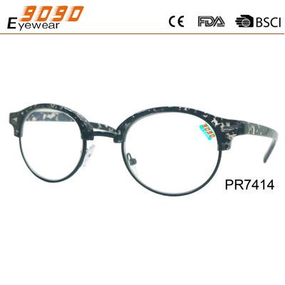 China Vidrios de lectura de moda ovales hechos del plástico, de piezas de metal plateado, de modelo en el templo y de bastidor en venta