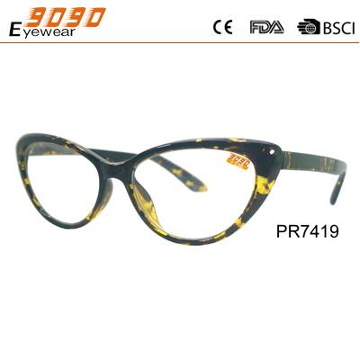 China Los vidrios de lectura del ojo de gato hechos del plástico, pattren en el marco, conveniente para los hombres y las mujeres en venta