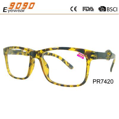 China Los vidrios de lectura bifocales de moda, hechos del plástico, bisagra de la primavera, imprimieron el modelo en el marco y el templo en venta
