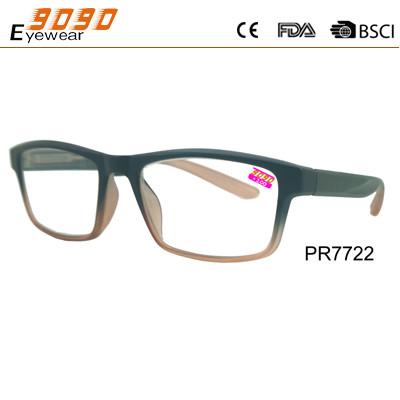 China Vidrios de lectura de moda, hechos del plástico, bisagra de la primavera, dos colores en el marco en venta