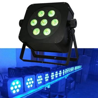 China cheap 7PCS 15W RGBAW 5in1 led par,wireless flat led par can,led stage lighting,disco light,led uplights for sale