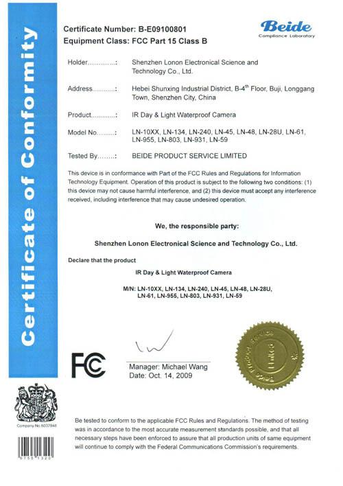 FCC Part 15 Class B CERTIFICATE OF CONFORMITY - Shenzhen Shinuoqi Electronical Science and Technology Co. td.
