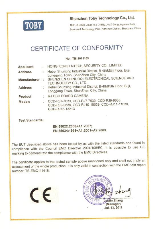 RJCE-CERTIFICATE OF CONFORMITY - Shenzhen Shinuoqi Electronical Science and Technology Co. td.