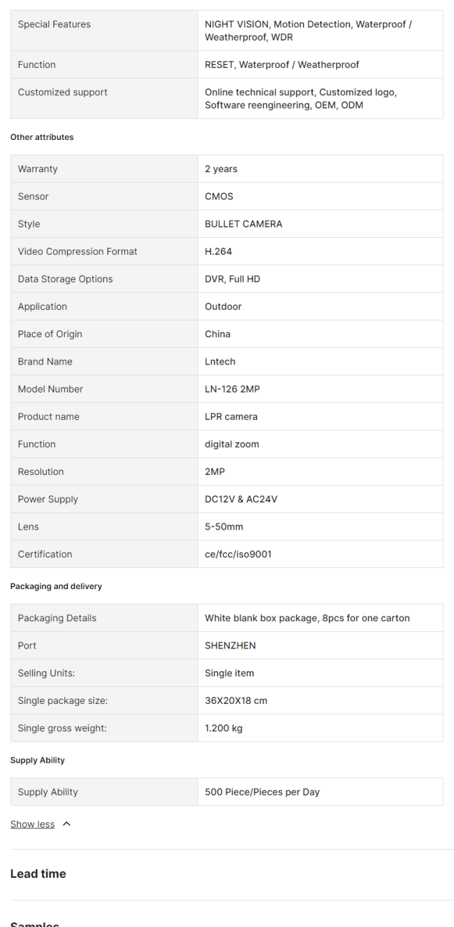 LN-126 2MP AI Security Camera product image