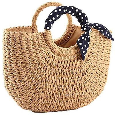 China Portable and Light Summer Beach bag,handmade large straw tote bags women handbags for sale
