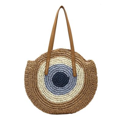 China Round Straw Bags Bohemia Summer Bali bolso paja Handmade Woven big shoulder beach tote bag women for sale