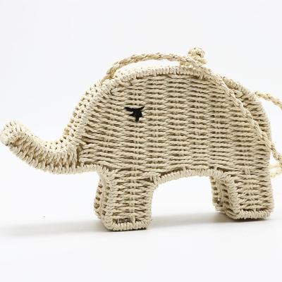 China Summer Kids Cute Elephant Shape Straw Bags Hand Weave Bag Beach  Rattan Handbag Casual Crossbody Purse for sale