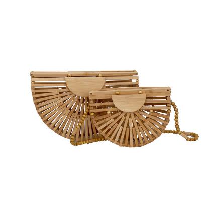 China Semicircle Bamboo Small Crossbody Shoulder Bags Eco Friendly Baskets Handbags Summer Beach Bag 2021 for sale