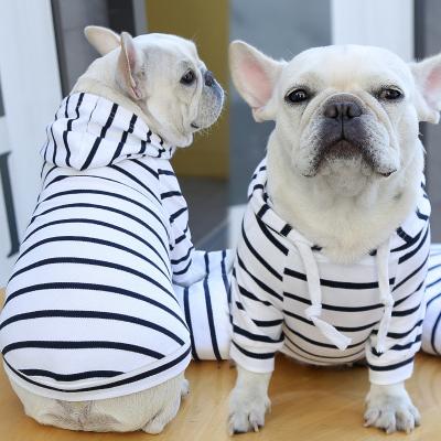 China Durable Custom Dog Hoodie Breathable Striped Dog Hoodie Polyester Material Pet Clothing for sale