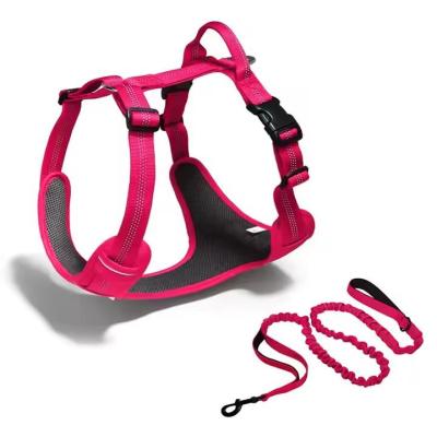 China Comfortable Custom Dog Harness Lightweight Pink Pet Vest Reflective Strips Visible At Night for sale
