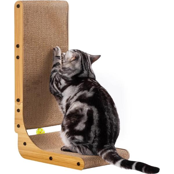 Quality Eco Friendly Cat Scratch Pad L Shape Durable Corrugated Cat Scratcher For Large Cats for sale