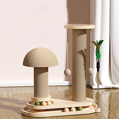 China Biodegradable Cat Scratcher Toy Cat Scratching Post Wooden And SISAL Long Lasting for sale