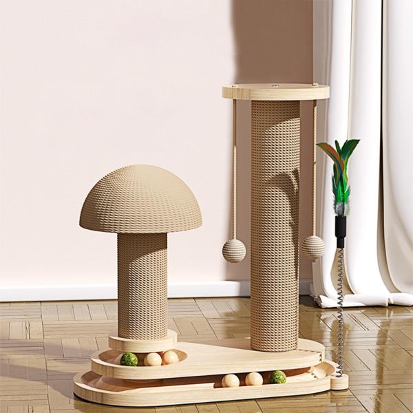 Quality Biodegradable Cat Scratcher Toy Cat Scratching Post Wooden And SISAL Long Lasting for sale