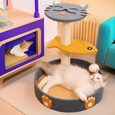 China Warm Winter Cat Bed Sisal Scratching Board Lint Free Vertical Cat Climbing Frame for sale
