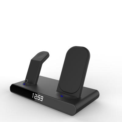 China High Quality Custom Logo E35 Mobile Phone Four-in-One Clock Wireless Charger Material is ABS+acrylic mirror for sale