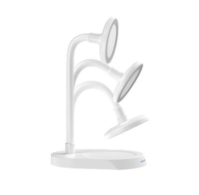 China White A25 Mobile Phone Three-in-One Magnetic Wireless Charger ABS+Hose+Silicone+Acrylic Lens Material for sale