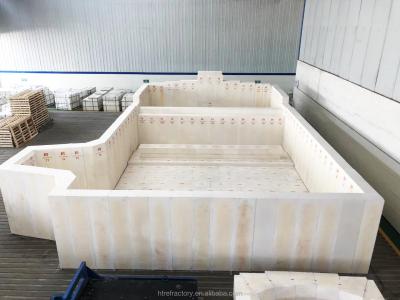 Cina Dimensione personalizzata Al2O3 Contenuto % 45% Fuso Fuso Vecchio Refrettorie Azs Blocchi Corona mattoni in vendita