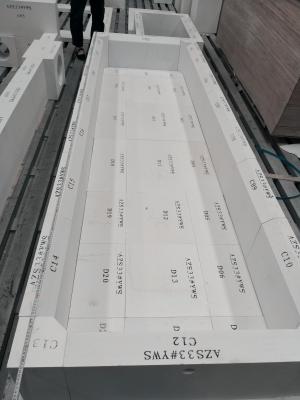 China Super-klasse vuurvastheid Op maat gemaakte elektro-gesmolten blok gesmolten giet Azs 33 Firebrick Te koop