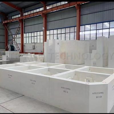 China Chemisch bestand regelmatig gieten en leeggieten AZS stenen voor keramische glazuur fritoven Te koop