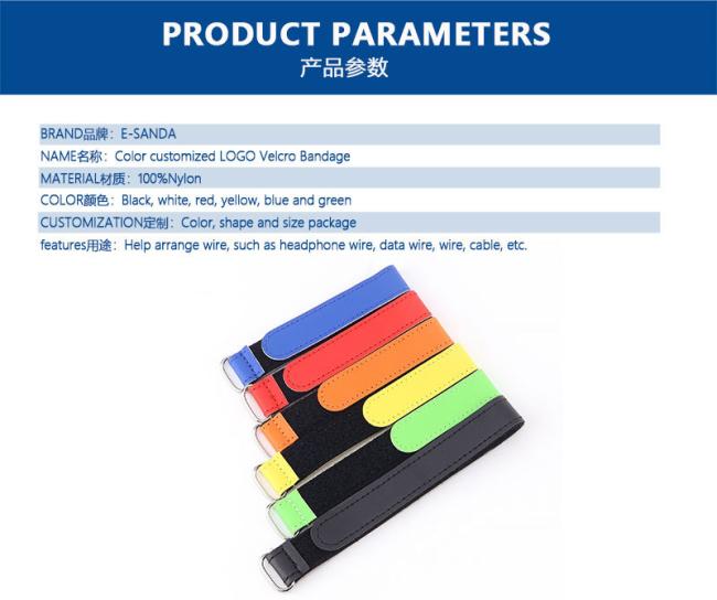 Close-up of hook and loop cable tie material