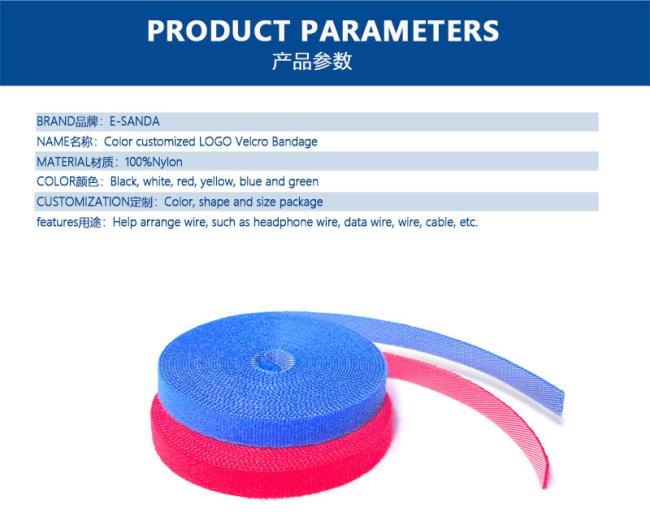 Close-up of hook and loop cable tie material