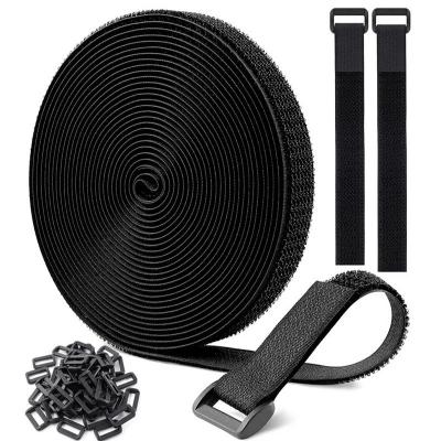 China Plastic Buckle 50mm Hook And Loop Cable Tie One Piece Sustainable Hook And Loop Wire Wrap for sale