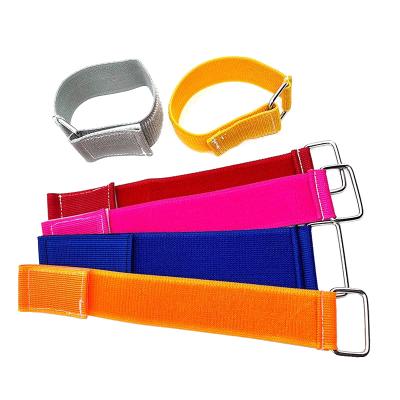China Colorful Iron Buckle Elastic Hook And Loop Tape Elastic Loop Fastener For Waist Cinching Straps for sale