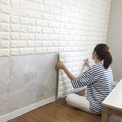 China 3d Pe Foam White Brick Design Wallpaper Self Adhesive Decoration Wall Paper for sale