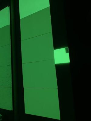 China Coated Eco-solvent/UV printable 1x1.2m PVC photoluminescent rigid sheet panels 1.1mm glow in the dark sheets  4-12 hours for Emergency/Fire Extinguisher  Signs for sale