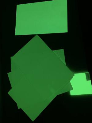 China Coated Eco-solvent/UV printable 1x1.2m PVC photoluminescent rigid sheet panels 1.1mm glow in the dark sheets  4-12 hours for Emergency/Fire Extinguisher  Signs for sale