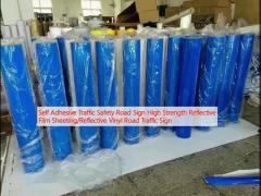Self Adhesive Traffic Safety Road Sign High Strength Reflective Film Sheeting / Reflective Vinyl Road Traffic Sign