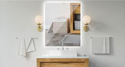 China LED Bathroom Smart Mirror Illuminated Square Inteligente Fogless Shower Mirror for sale