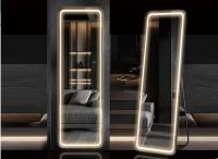China Smart Speaker Bathroom LED Mirror Wall Hanging Rectangle 5mm Silver Touch Defog for sale