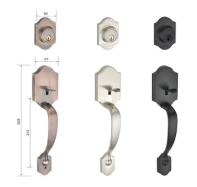 China Classic Hexagonal Door Handle Yellow Bronze Room Door Lock Split Body Wood Door Lock for sale